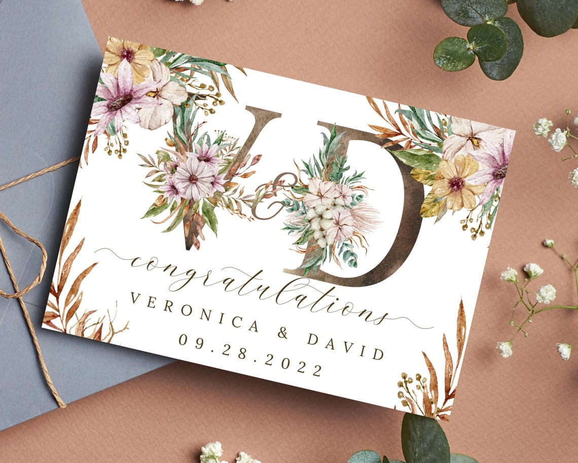 Personalized Printable Congratulations on Your Marriage Card | Etsy