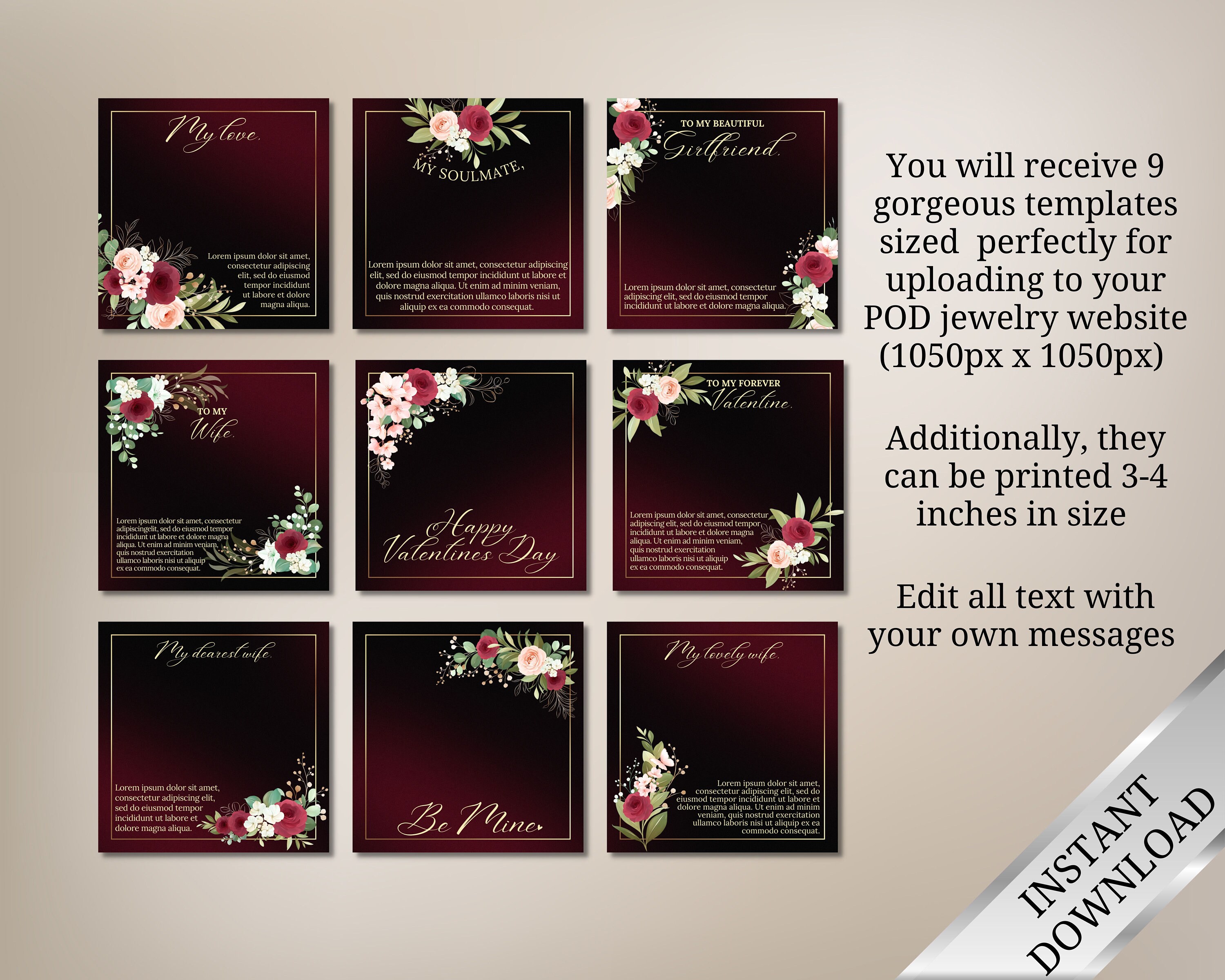 Valentine's Day Shine on Message Card Templates, Customizable Red ...