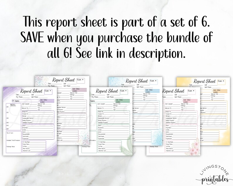 Multicolor Printable RN Nursing Report Sheet Colorful Single - Etsy