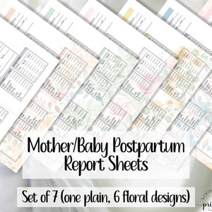 Set of Mother Baby Postpartum Nursing Report Sheets, Hand off Shift ...