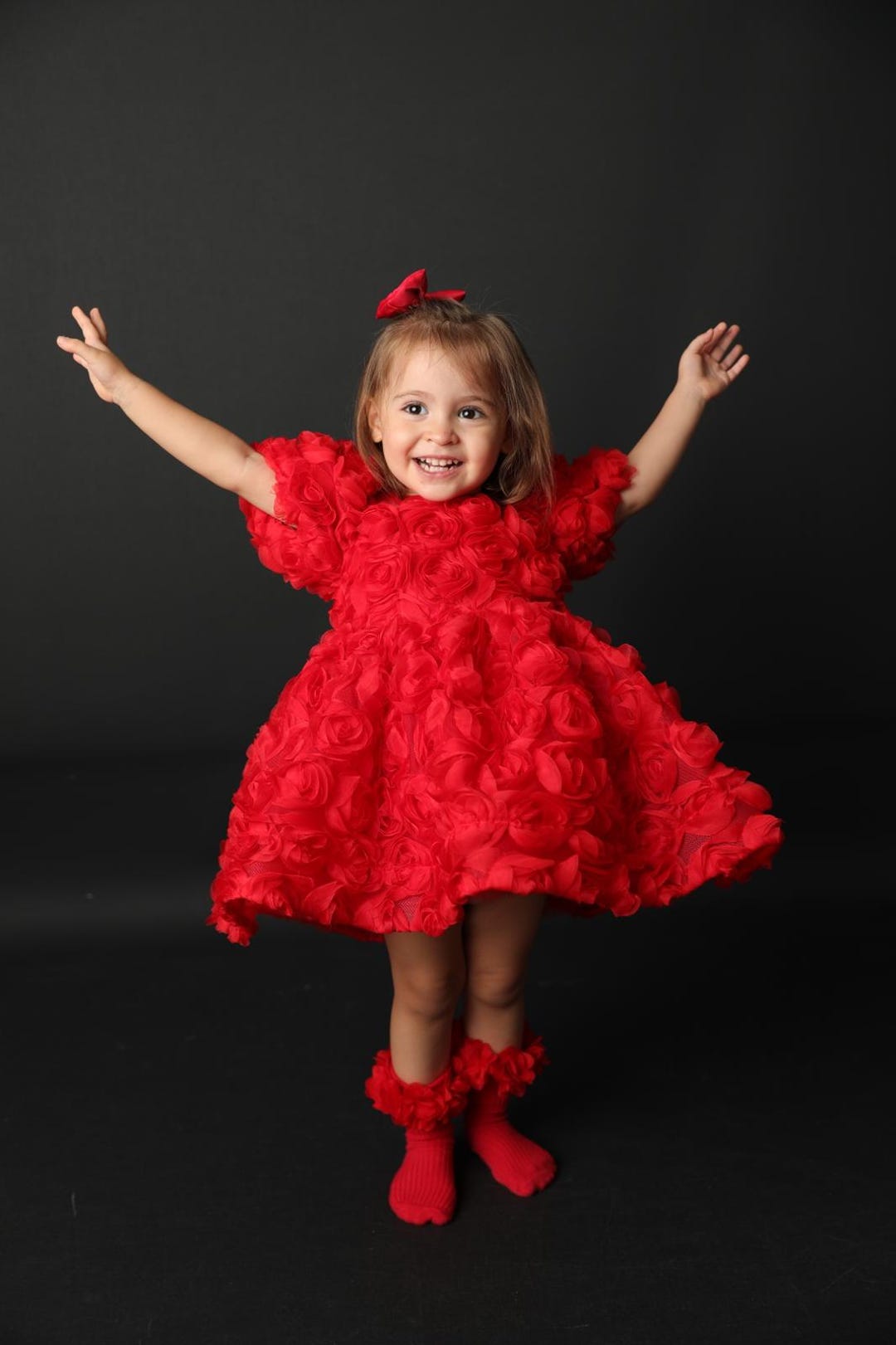 Girl Red Sparkle Dress, Baby Sparkly Dress, Red Flower Girl Dress, Girl ...