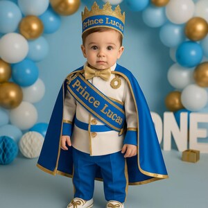Prince 1st Birthday Outfit: Royal Blue & Gold Costume With Crown - Etsy