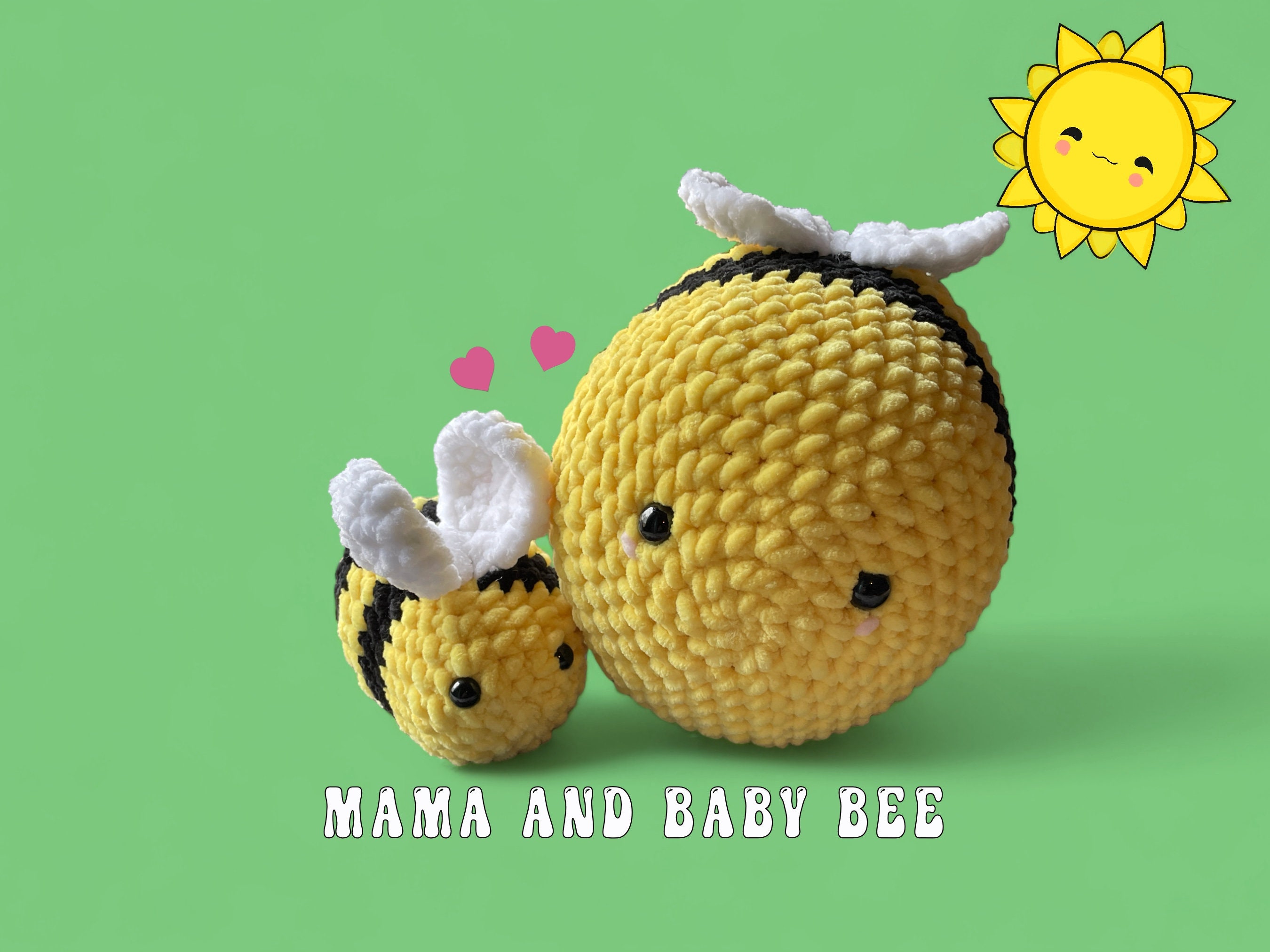 Mama and Baby Bee Kawaii Crochet Plush Nursery Decor Birthday Gift ...