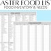 MASTER FOOD LIST- Needs & Inventory - Etsy