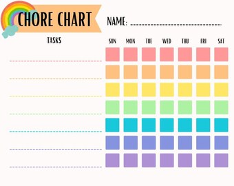 Rainbow Chore Chart for Kids: Weekly Planner (digital Download) - Etsy