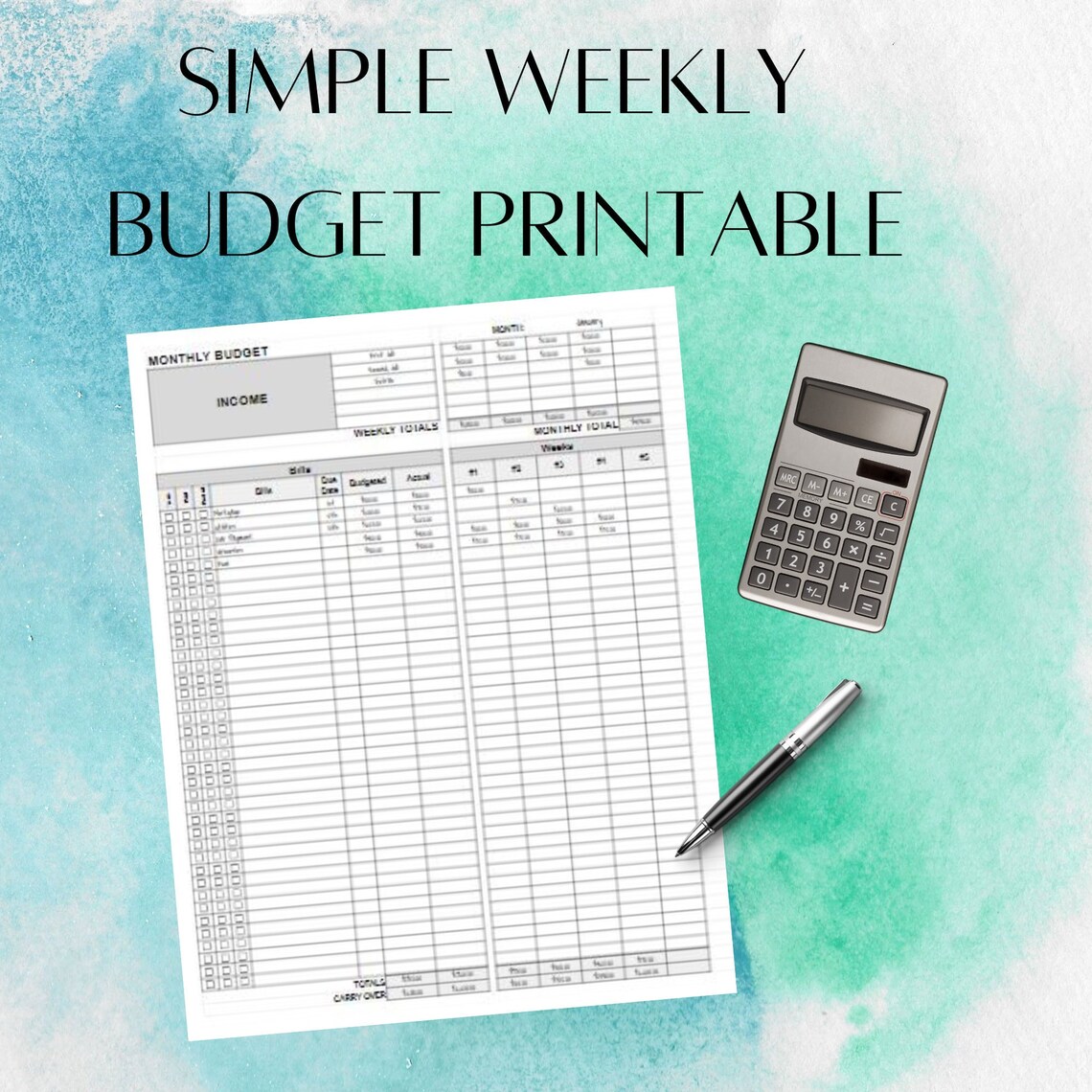Simple Weekly Budget Printable | Etsy