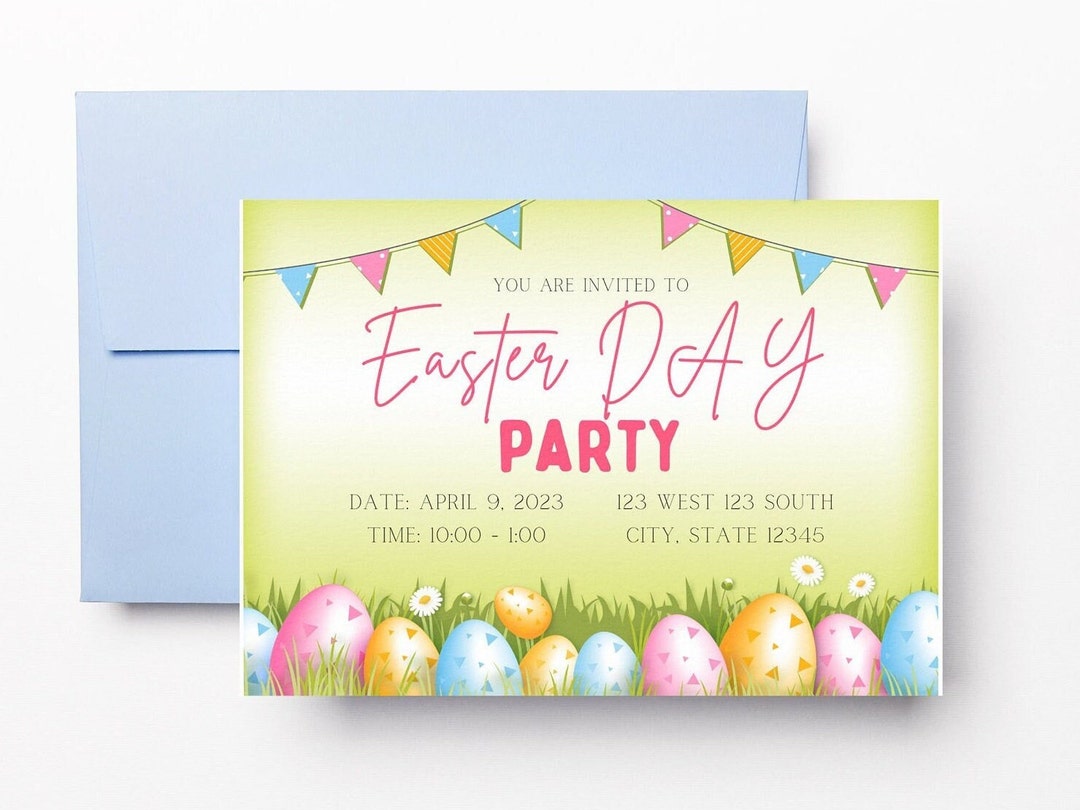 Easter Egg Invitation Template- Landscape & Portrait - Etsy