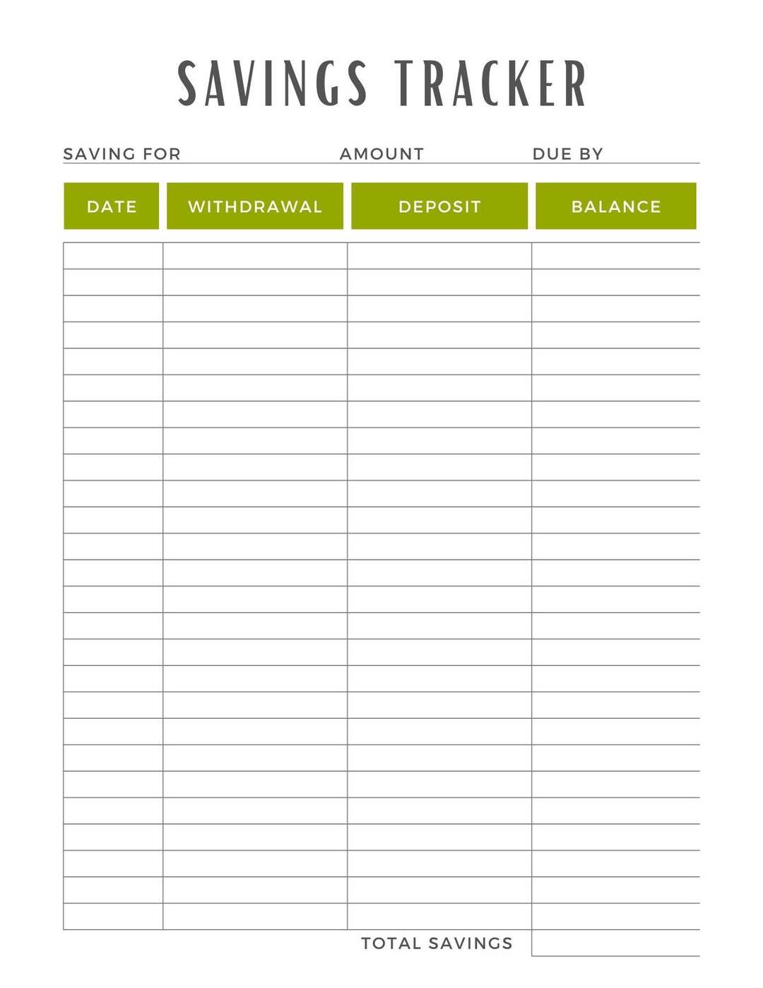 Savings Tracker Printable - Etsy
