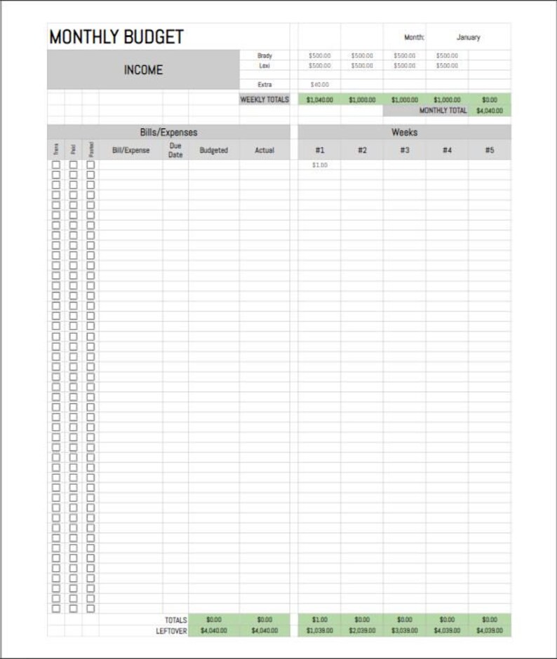 Simple Budget Template Spreadsheet - Etsy