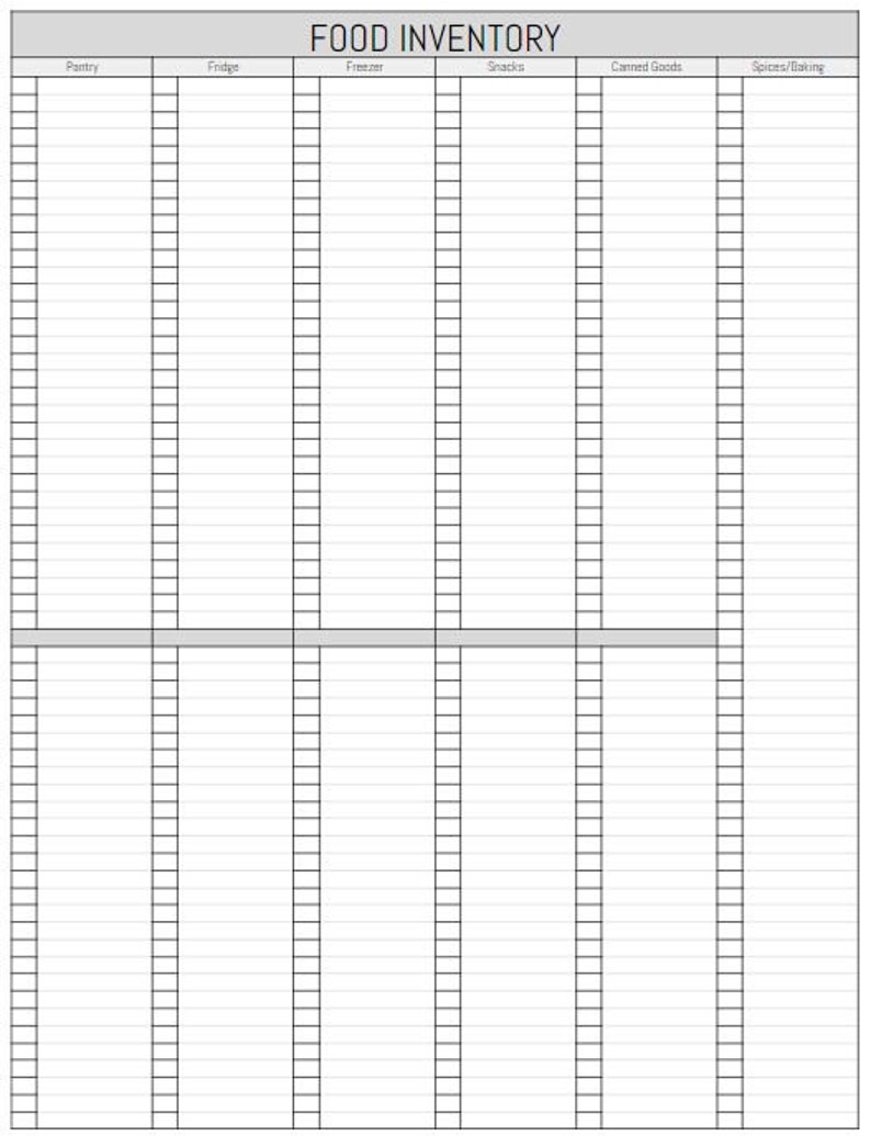 MASTER FOOD LIST- Needs & Inventory - Etsy