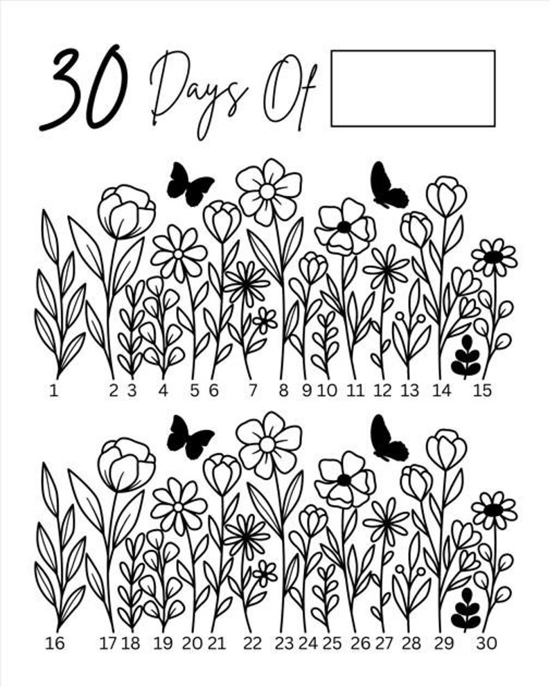 Wildflower 30 Day Tracker - Etsy