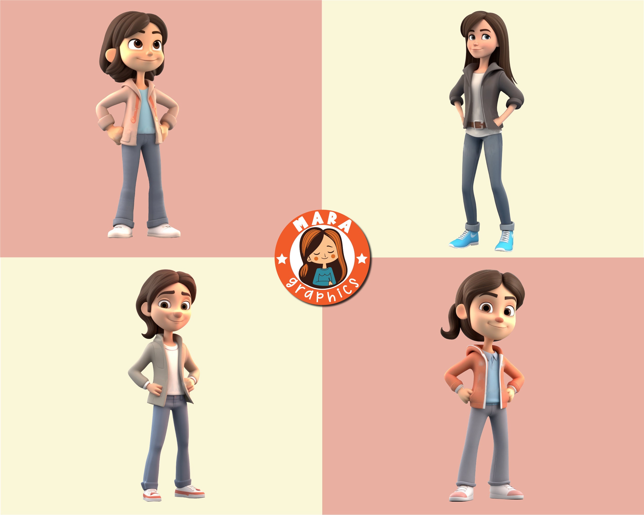 Cute 3D Mom Characters Clipart Set - High Resolution Pngs (4 Different ...