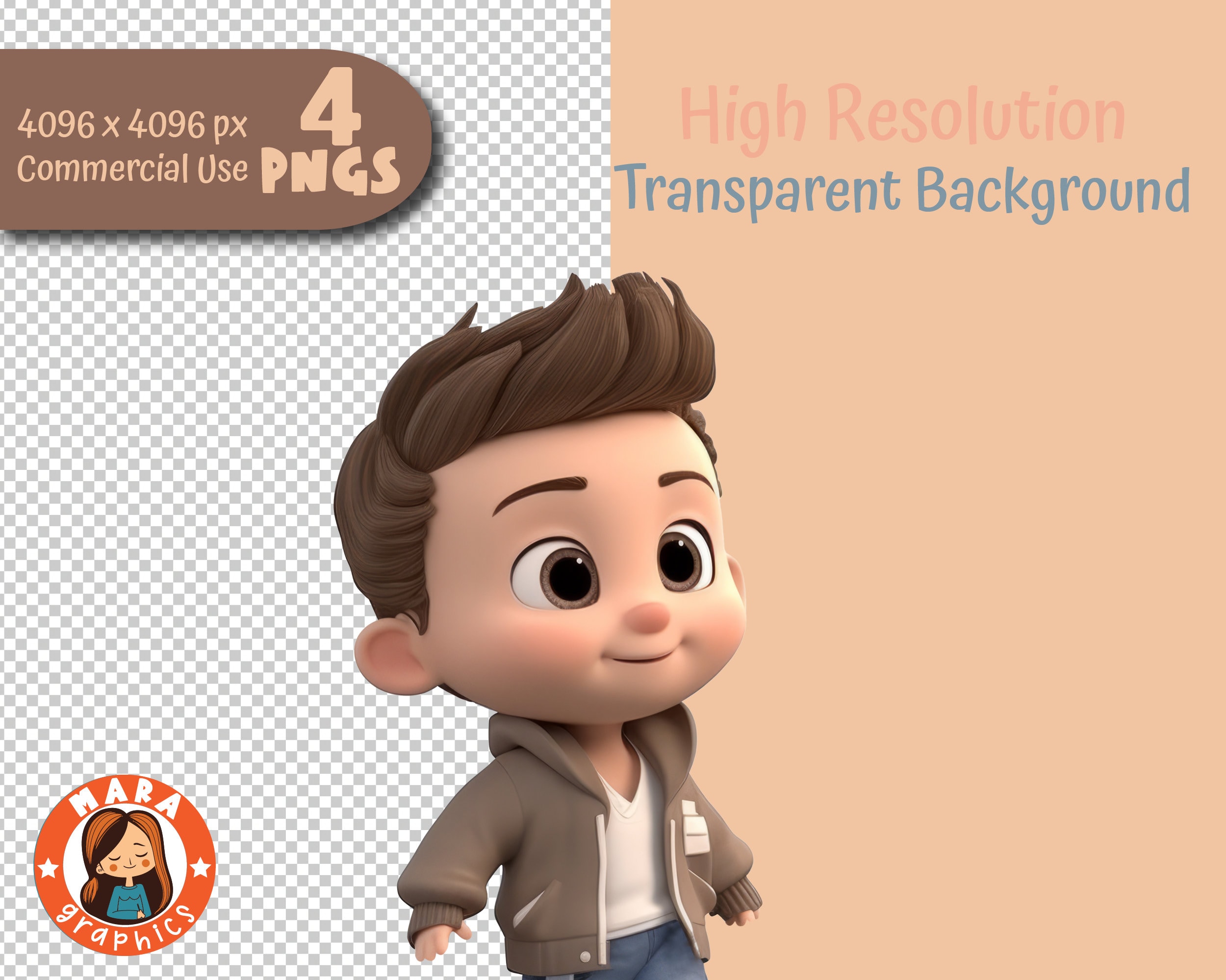 Cute 3D Little Boy Characters Clipart Set High Resolution Pngs 4 ...
