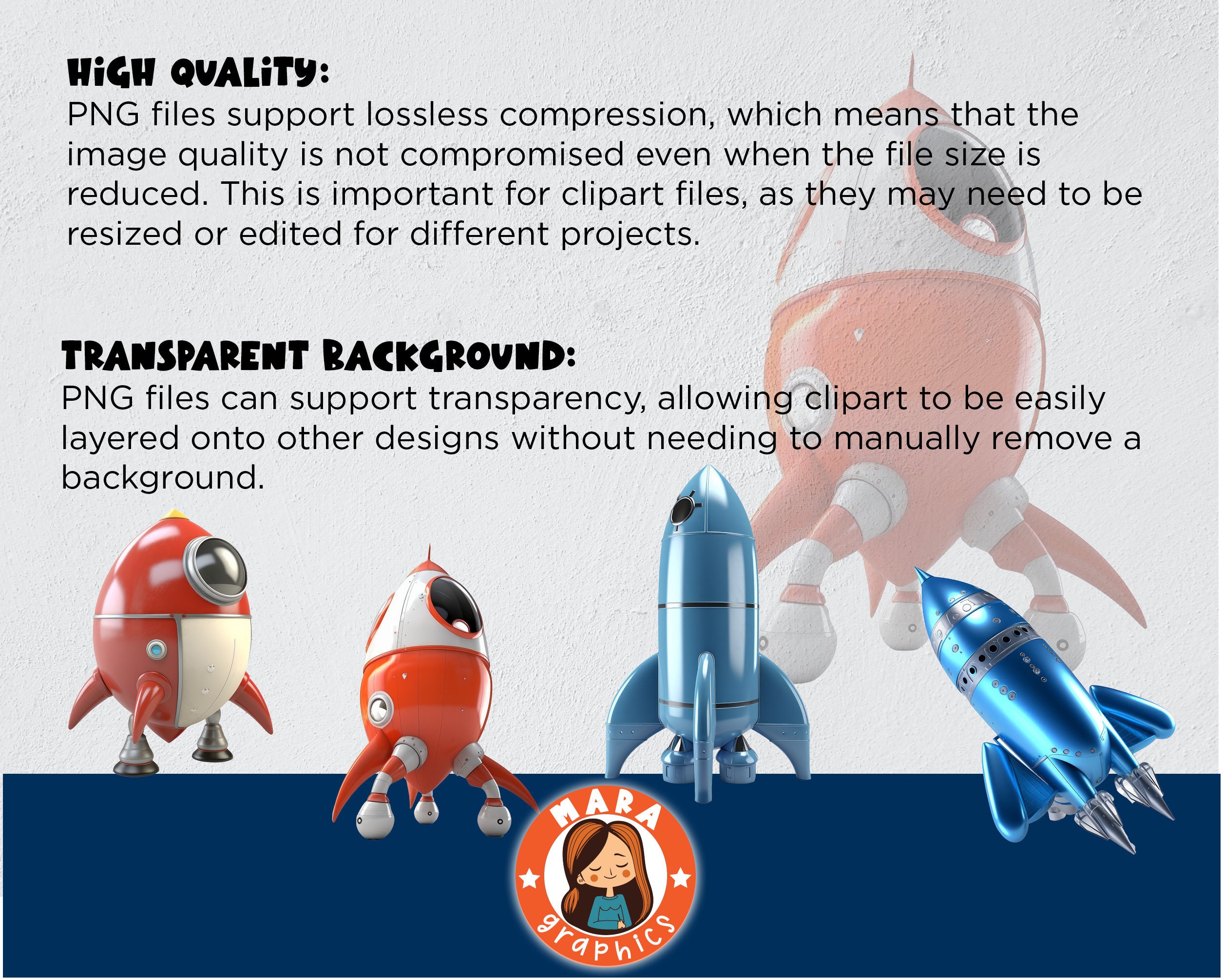 Set of 4 3D SPACE ROCKET Clipart High Resolution Pngs 4 Different ...