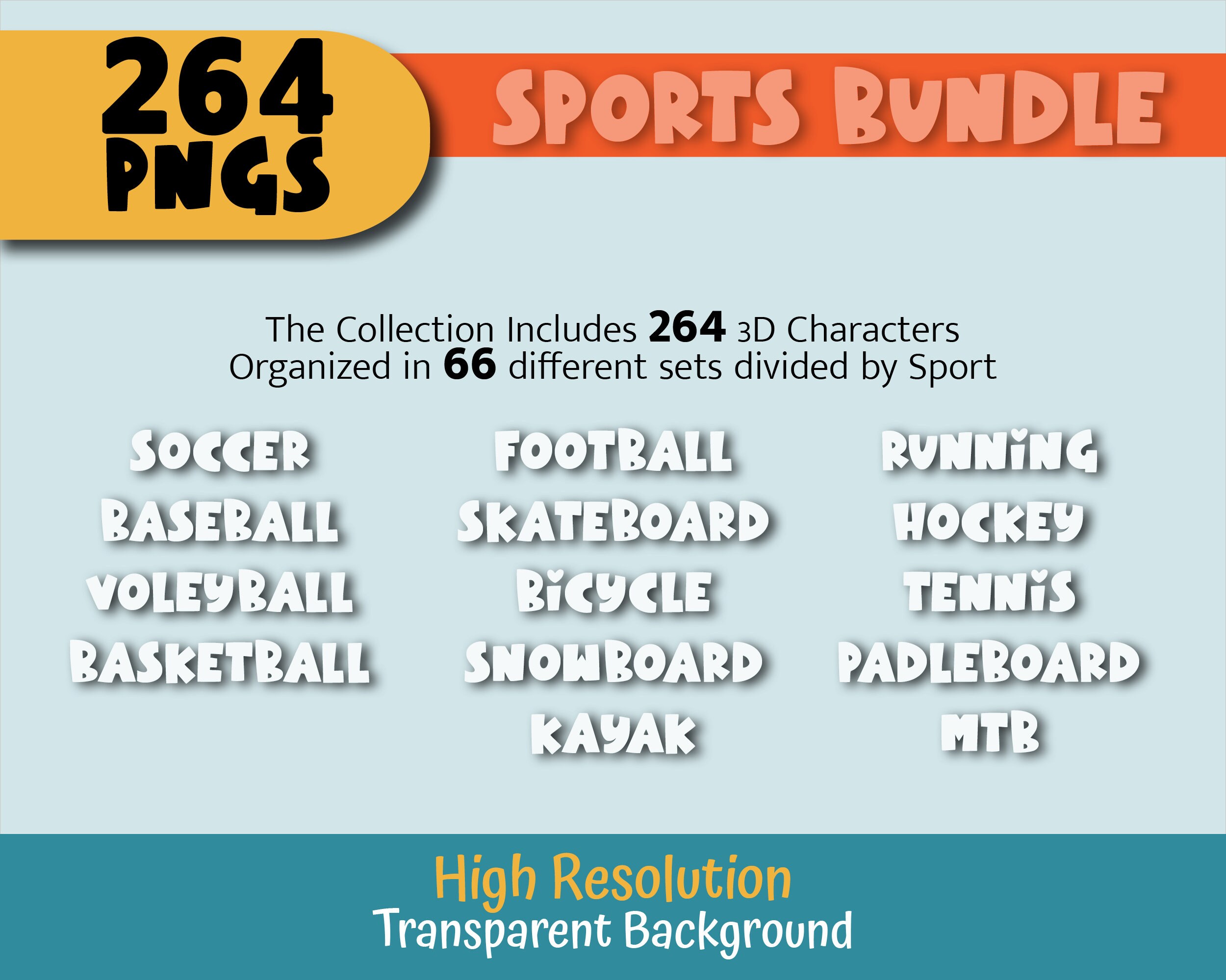 MEGA SPORTS BUNDLE 264 Pngs - High Res Pngs (264 Different Characters ...