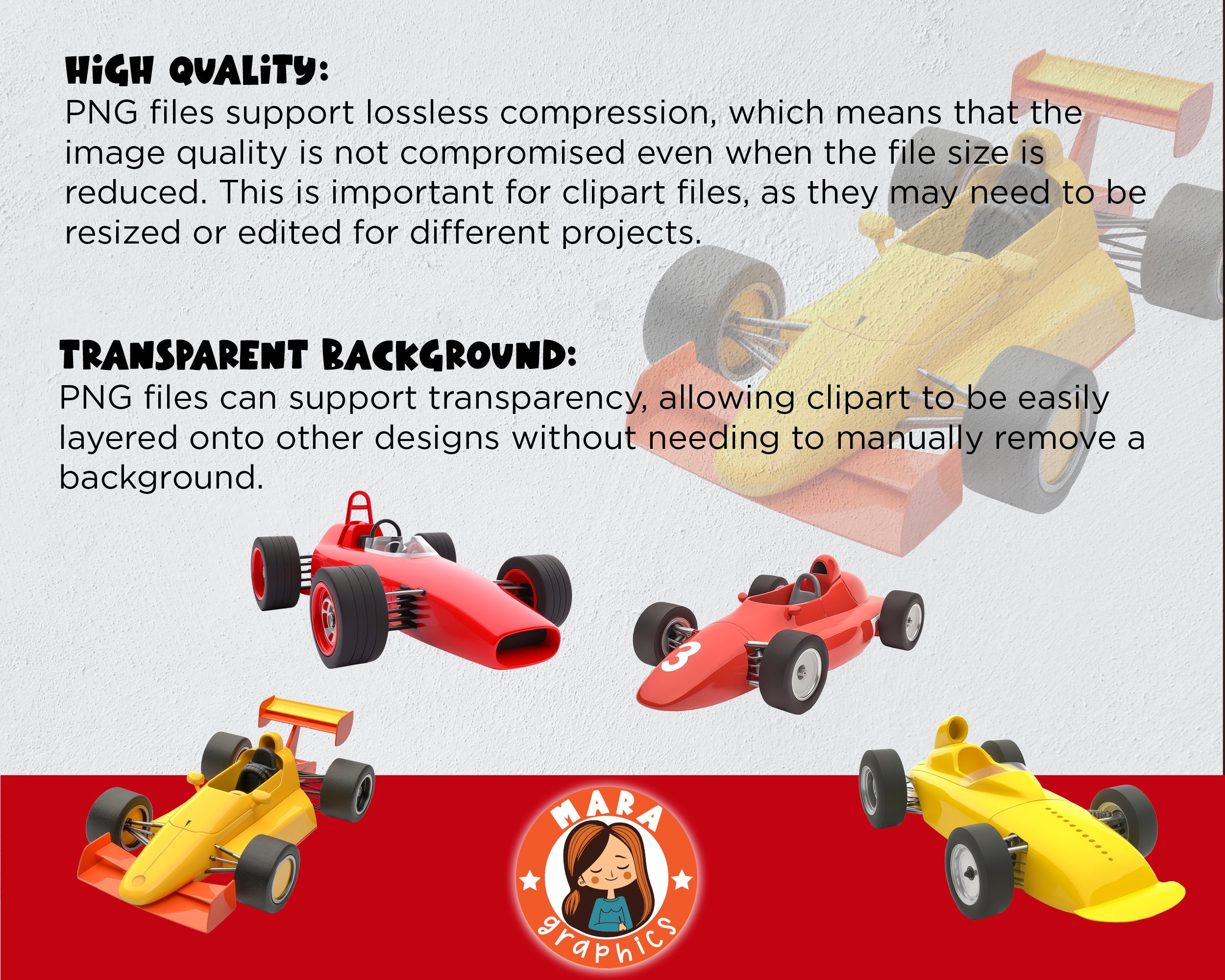 Set of 4 Cute 3D Race Car Clipart High Resolution Pngs 4 Different ...