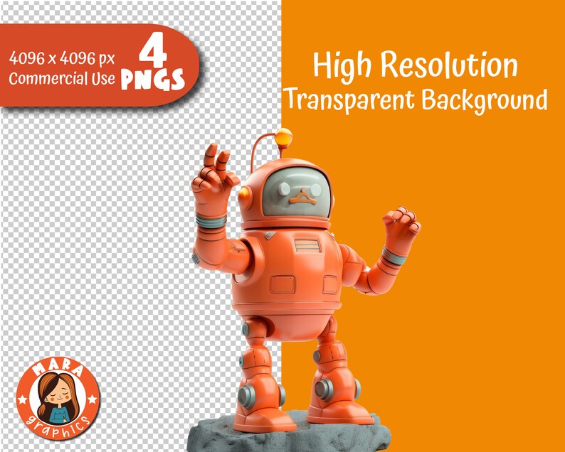 Cute 3D Robot Clipart Set - High Resolution Pngs (4 Different ...