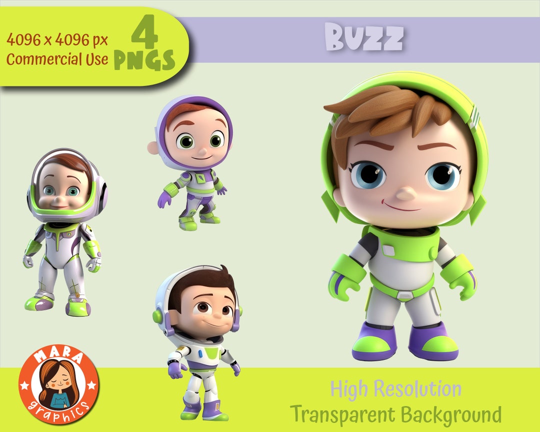 Cute 3D Buzz Clipart Set, Cute Spaceman PNG - High Resolution Pngs (4 ...