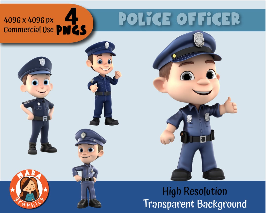Cute 3D Police Officer Clipart Set - High Resolution Pngs (4 Different ...