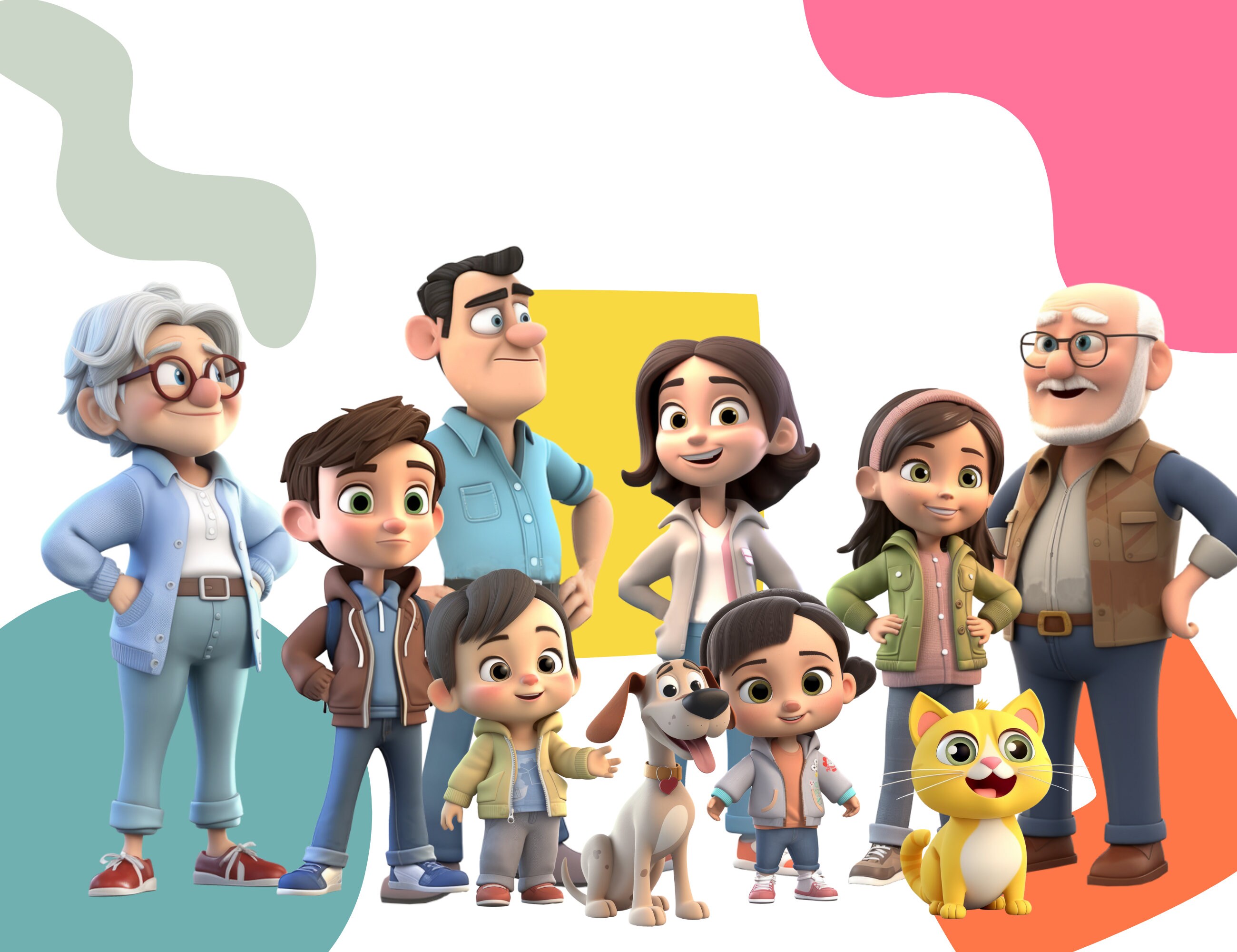 Family Bundle Pngs 3D Characters Clipart Collection High Res Pngs ...