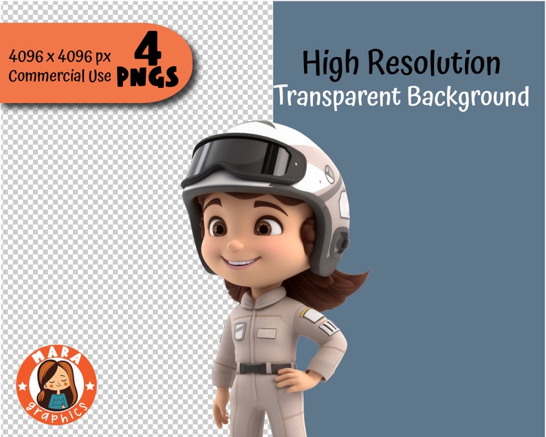 Cute 3D Race Car Driver Girl Clipart Set - Set of 4 Pngs - High ...