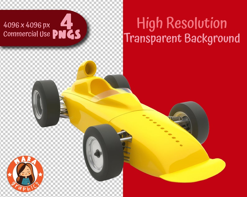 Set of 4 Cute 3D Race Car Clipart High Resolution Pngs 4 Different ...
