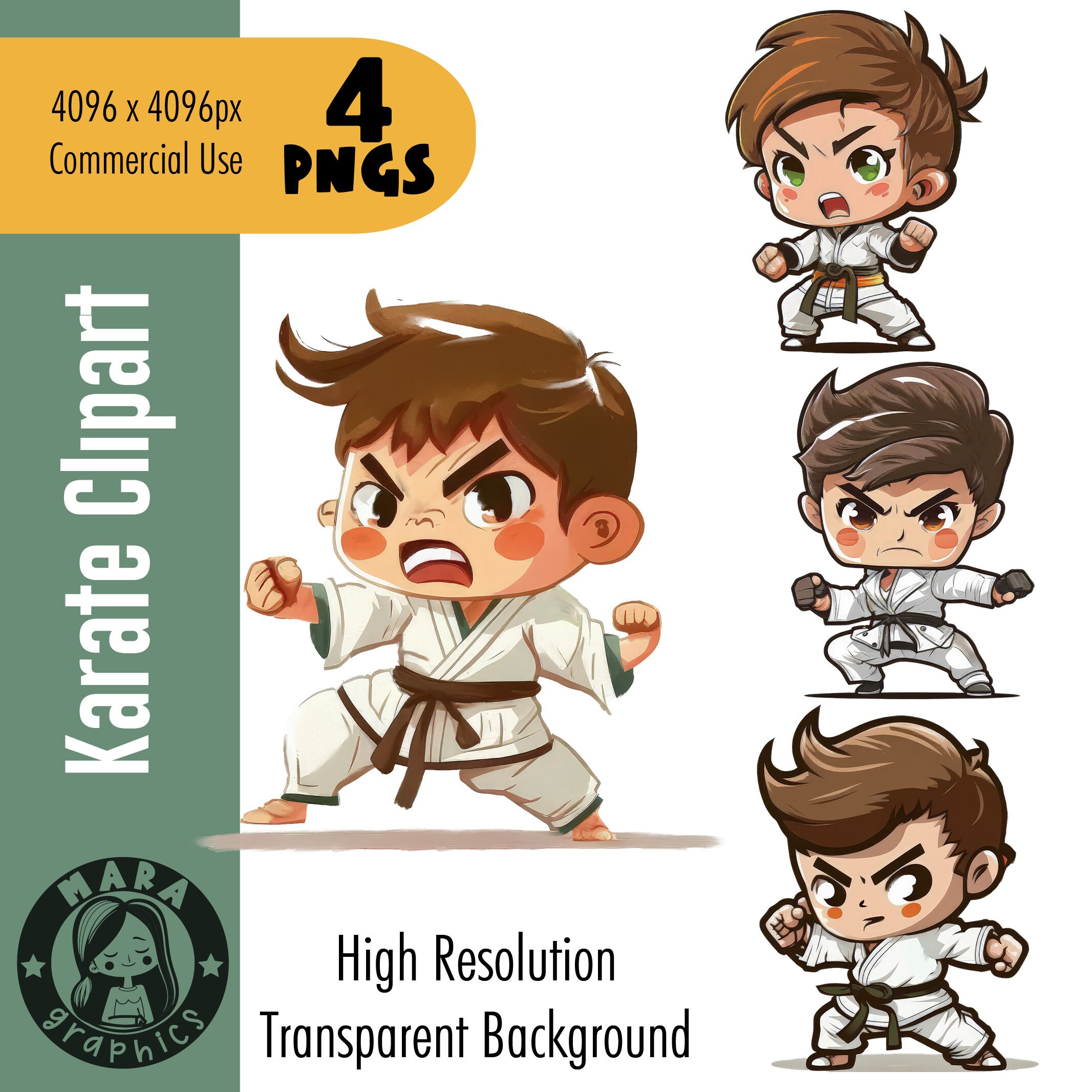 Karate Kid Watercolor Clipart Set of 4 - Etsy