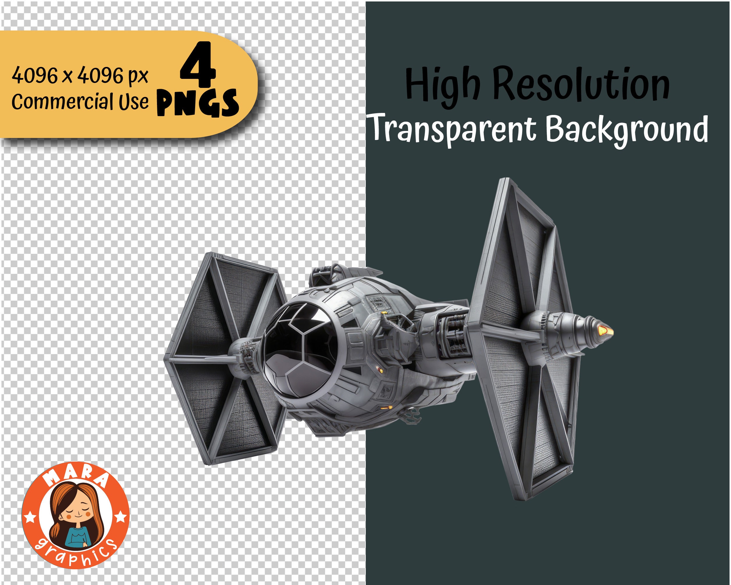 Set of 4 3D STAR WARS SPACECRAFT Clipart - High Resolution Pngs (4 ...