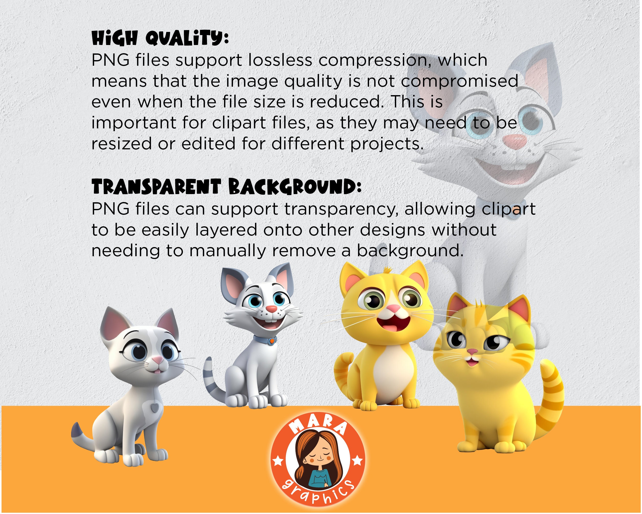 Cute 3D CATS Characters Clipart Set - High Resolution Pngs (4 Different ...