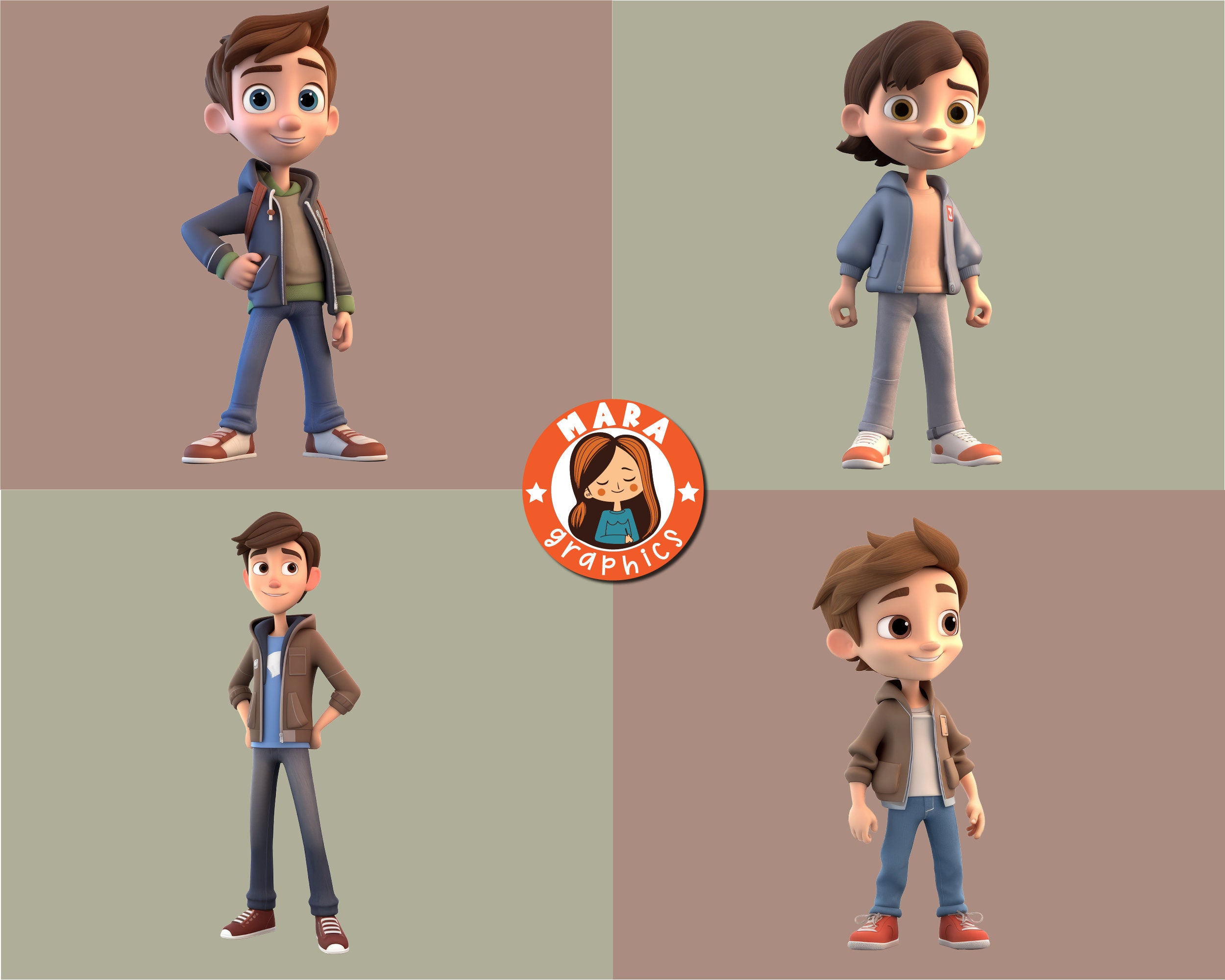 Cute 3D Young Man Characters Clipart Set - High Resolution Pngs (4 ...