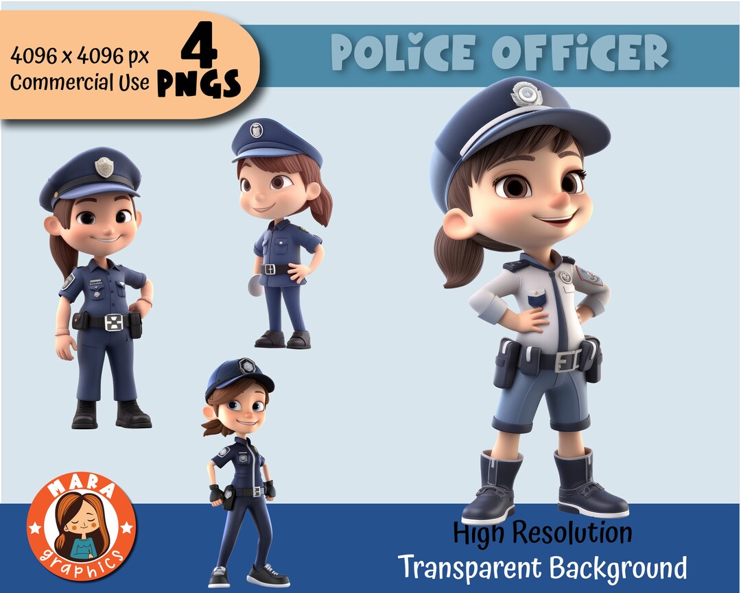 Cute 3D Police Officer Clipart Set - High Resolution Pngs (4 Different ...