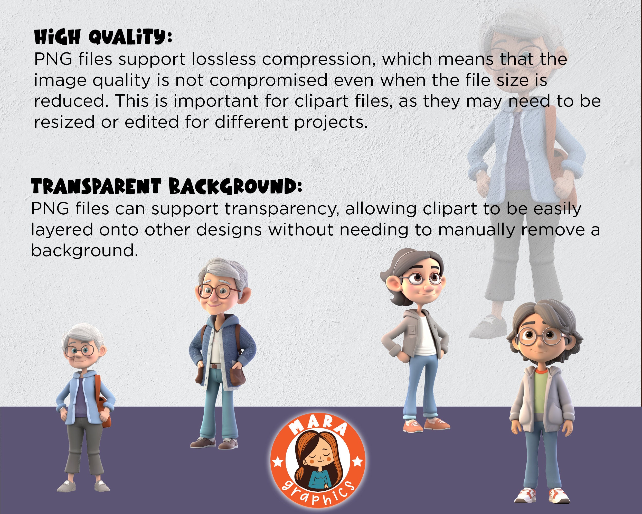 Cute 3D Grandma Characters Clipart Set - High Resolution Pngs (4 ...