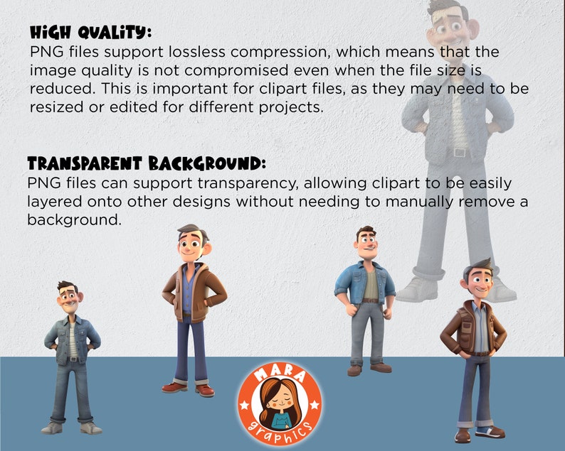 Cute 3D Dad Characters Clipart Set - High Resolution Pngs (4 Different ...