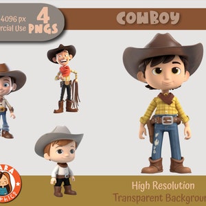 Cute 3D Cowboy Clipart Set, Cowboy PNG - High Resolution Pngs (4 ...