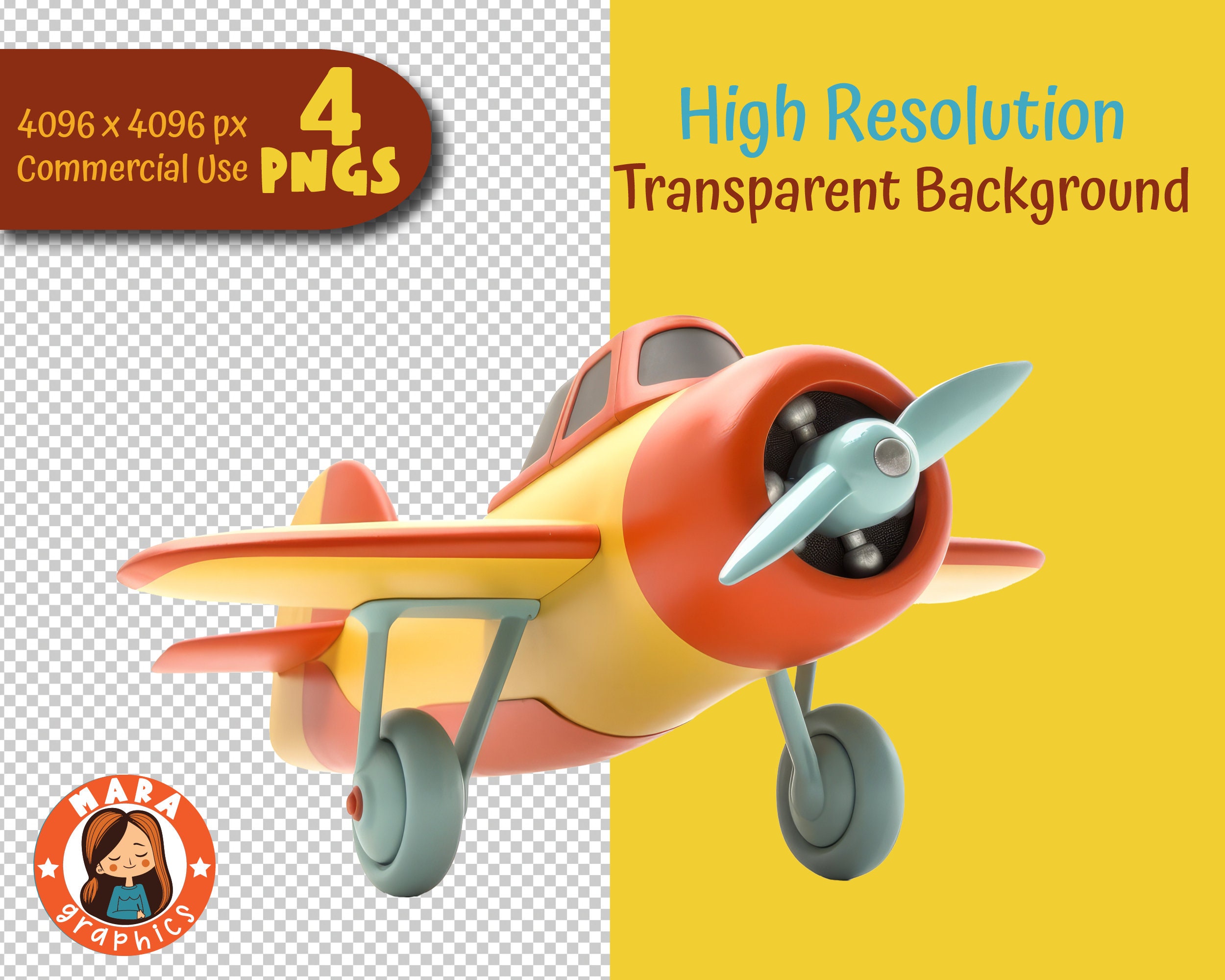 Cute 3D Airplanes Clipart Set - High Resolution Pngs (4 Different ...