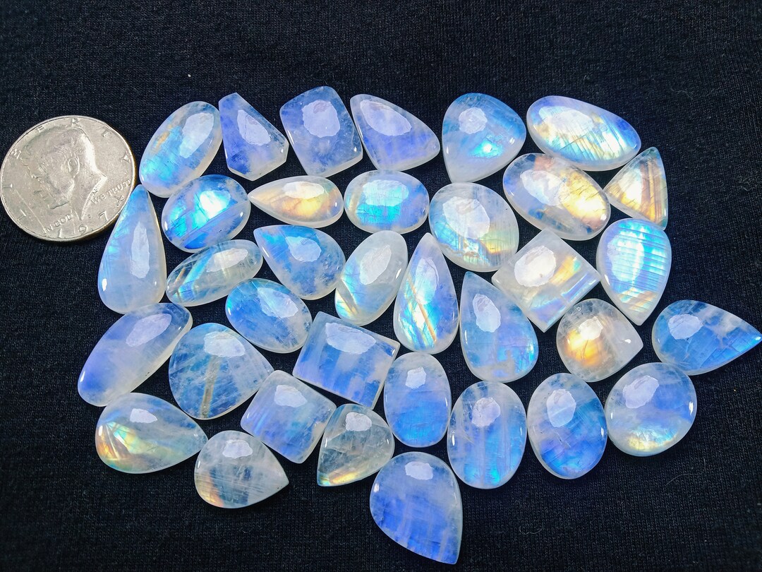 Bulk Multi Blue Rainbow Moonstone Dark Flashy Cabochon Multi Mix ...