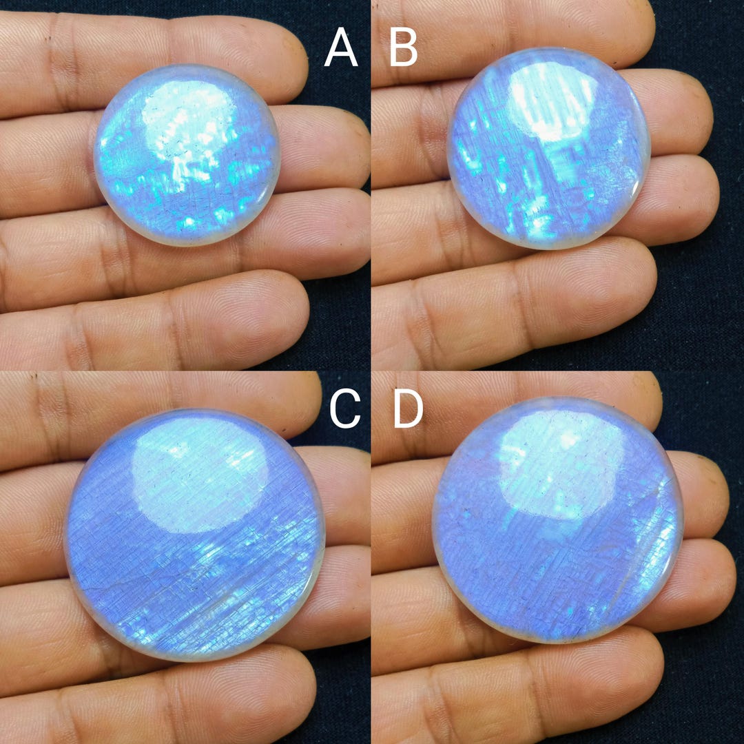 African Rainbow Moonstone Round Shape Blue Cabochon Natural Blue Both ...