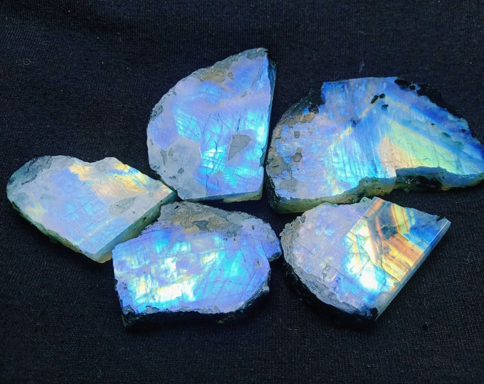 Multi Rainbow Moonstone Slab Flashy Both Side Polished Multi Mix ...