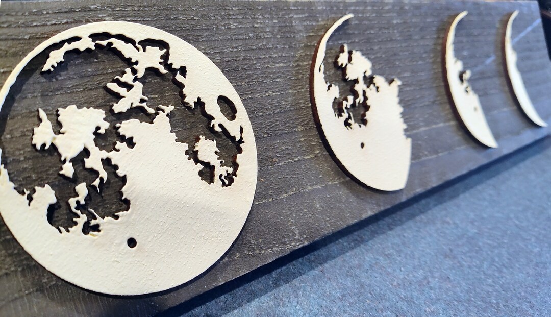 Phases of the Moon Wood Wall Decor, 3D Laser Cut Wood - Etsy