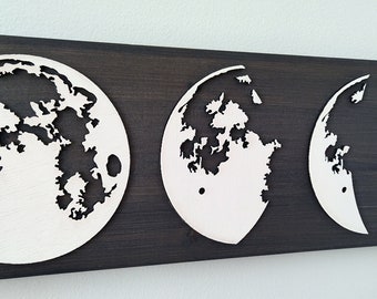Phases of the Moon Wood Wall Decor, 3D Laser Cut Wood - Etsy