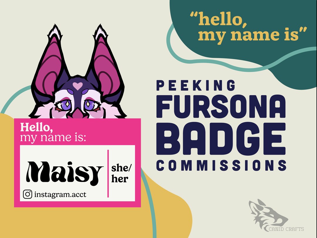 Custom "hello, My Name Is..." Fursona Badge - Etsy
