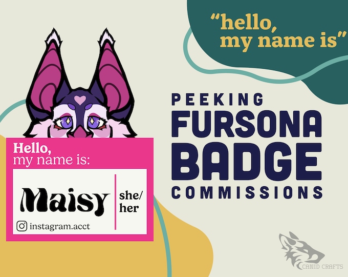 Custom "hello, My Name Is..." Fursona Badge - Etsy