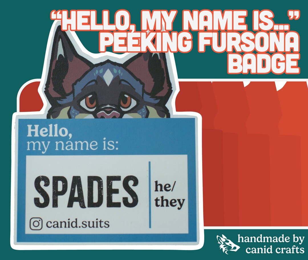 Custom hello, My Name Is... Fursona Badge - Etsy