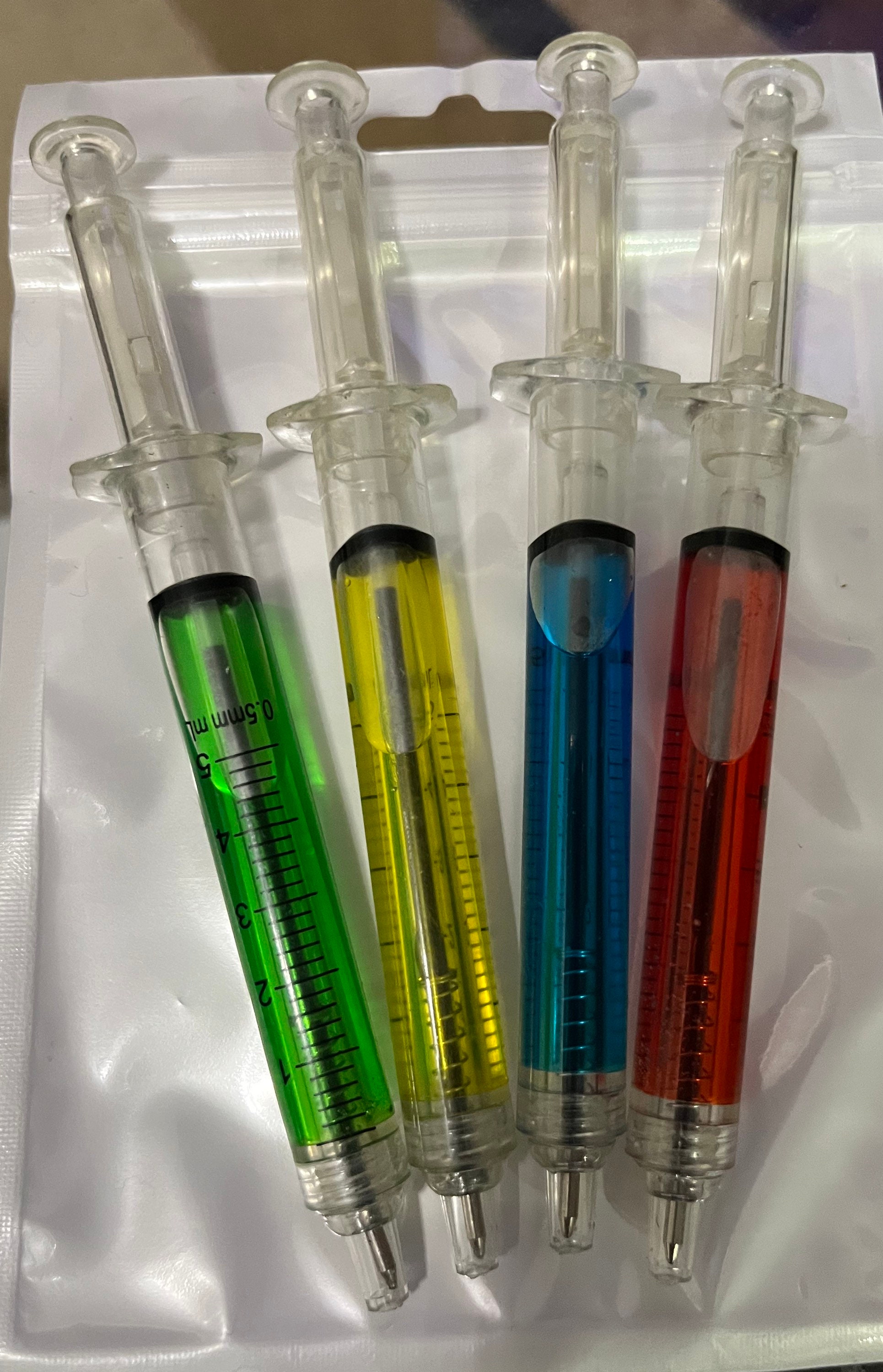 Syringe Ballpoint Pen Set: Novelty Blue Ink Pens, 4pcs - Etsy