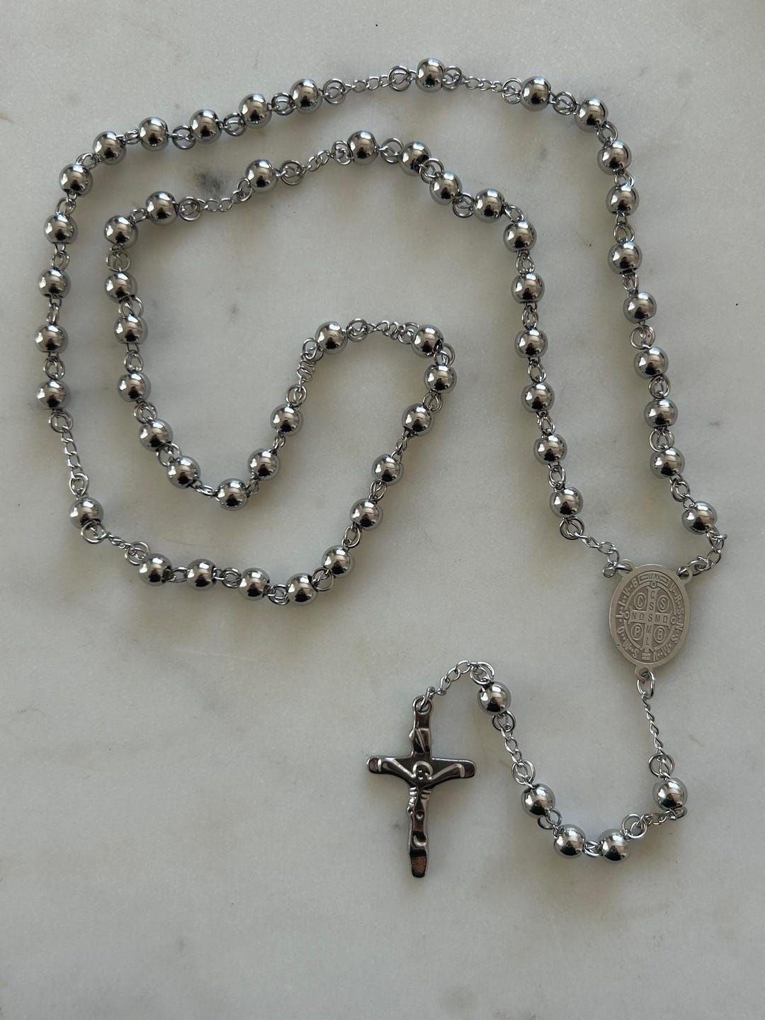 Rosary Necklace - St Benedict Catholic Necklace for Men Women ...