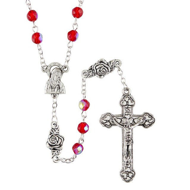 Catholic Red Crystal Rosary - Etsy