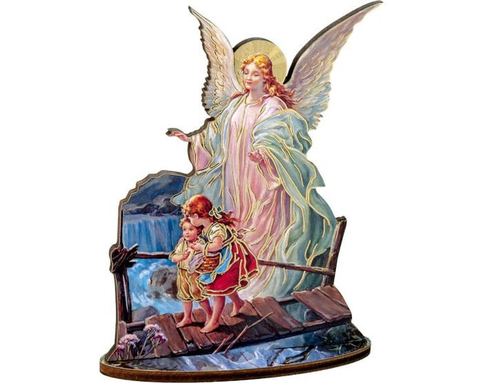 Guardian Angel Laser Cut Wood Statue With Biography - Etsy