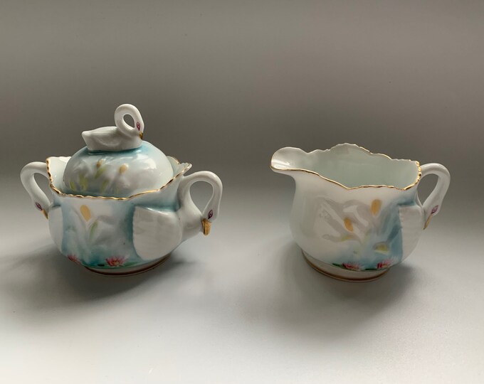 Occupied Japan Swan Creamer and Sugar Set - Etsy