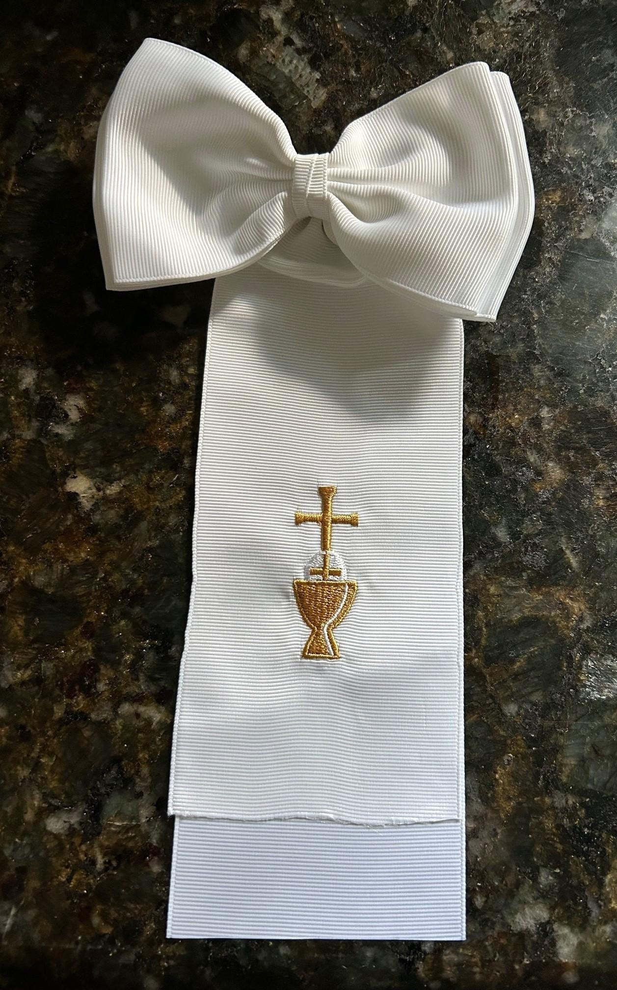 First Communion Arm Band for Boy With Golden Embroidered Chalice - Hand ...
