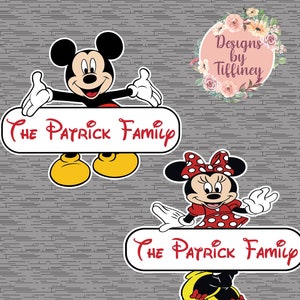 Mickey Family Name Tag Cruise Door Magnet - Etsy